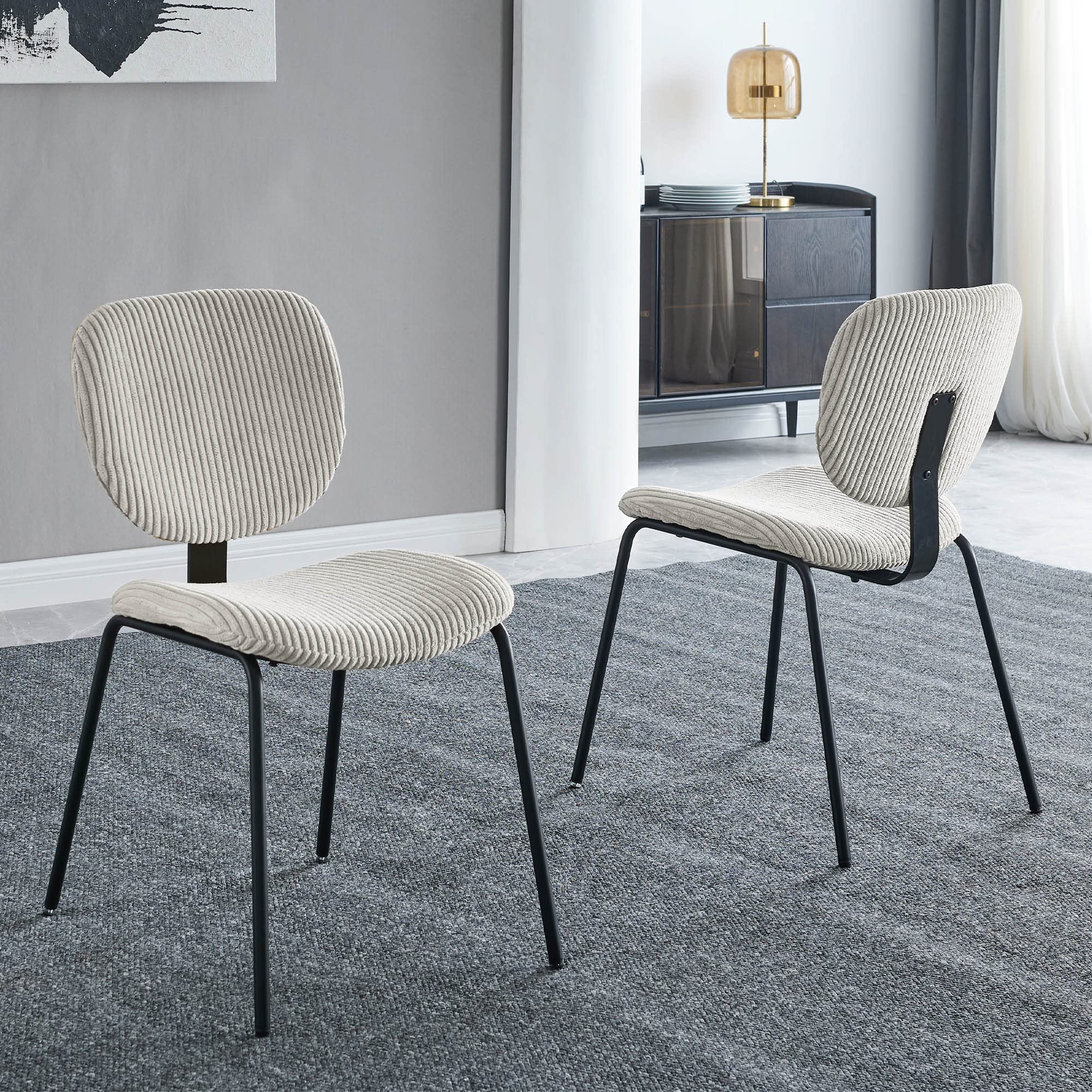 comfy to go Dining Room Chairs Set of 4, Mid Century Chair for Kitchen, Beige