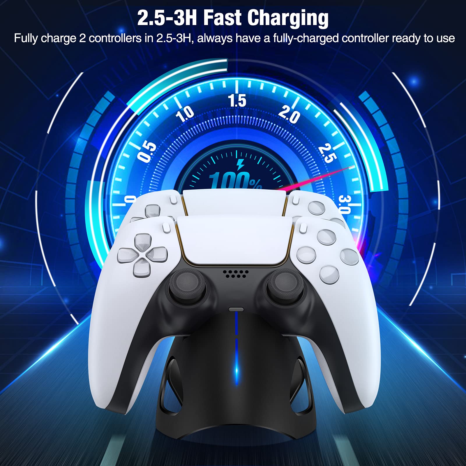 Dual Dock for PS5 Controller Charger Station, Upgrade Design Stand for Playstation 5 Dualsense Controller Charging Station, Fast Charging Dock for PS5 Remote Control Charger-PS5 Accessories