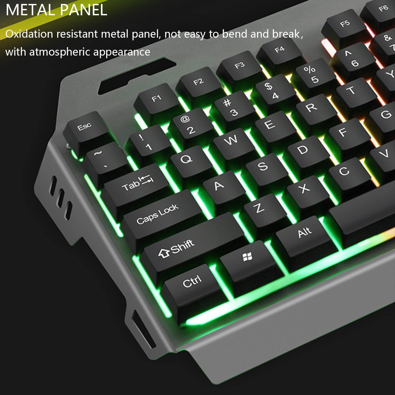 EXHNLE Gaming Keyboard and Mouse Combo, Gaming Keyboard RGB LED Rainbow Backlit, USB Wired Keyboard, 104 Keys USB Ergonomic Keyboard, for PC Computer Gamer (Color : White)