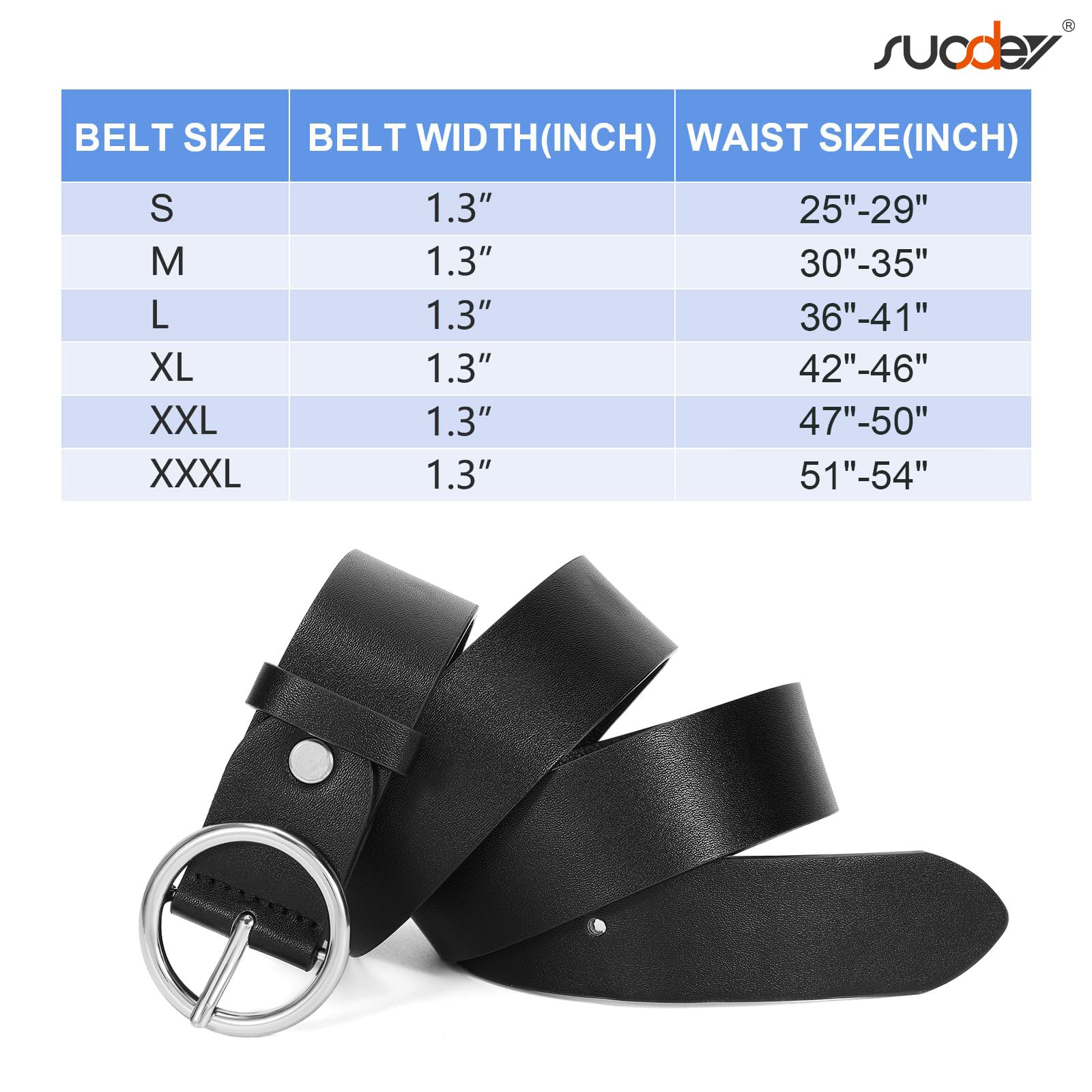 SUOSDEY Women Leather Belt with O-Ring Buckle,Fashion Soft Ladies Waist Belt for Jeans Dresses,1.3" Width