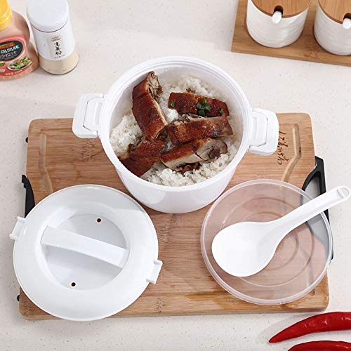 Geynutaly Microwave Rice Cooker Multifunction Small Lunch Container Microwave Cooker Cookware for Microwave Oven 17.5x21x14cm