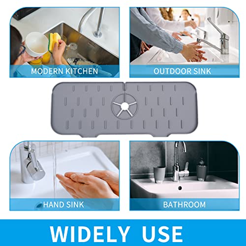 RBINITION Kitchen Sink Splash Guard, Silicone Faucet Drip Catcher,Faucet Absorbent Mat, Sink Draining Pad Behind Faucet, Sink Protector for Kitchen Sink Countertop, Bathroom
