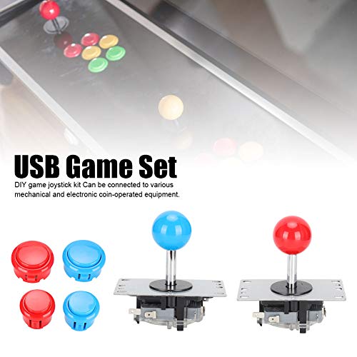 USB Game Set, Can Be Connected to Button Lights Fighting Game Accessory Professional Made for Silky Arcade Experience(Double Suit Blue + red)