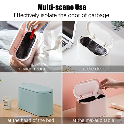 SHAIDOJIO Mini Trash Can, Desktop Wastebasket with Lid, Removable Small Garbage Can, Pop Up Tiny Countertop Trash Bin for Desk Office, Bedroom, Bathroom, Vanity, Coffee Bar Tabletop (Pink)