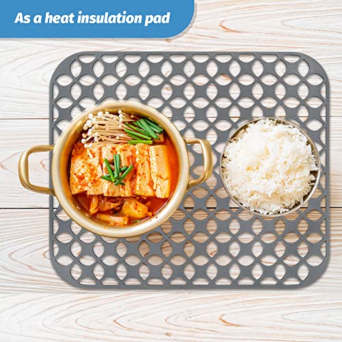 Finphoon Sink Protectors for Kitchen Sink,Kitchen Sink Mats, 2pcs 13.8'' X 11.4'' Sink Mats for Bottom of Kitchen Sink, Heat-Resistant Silicone Sink Protector for Side Drain
