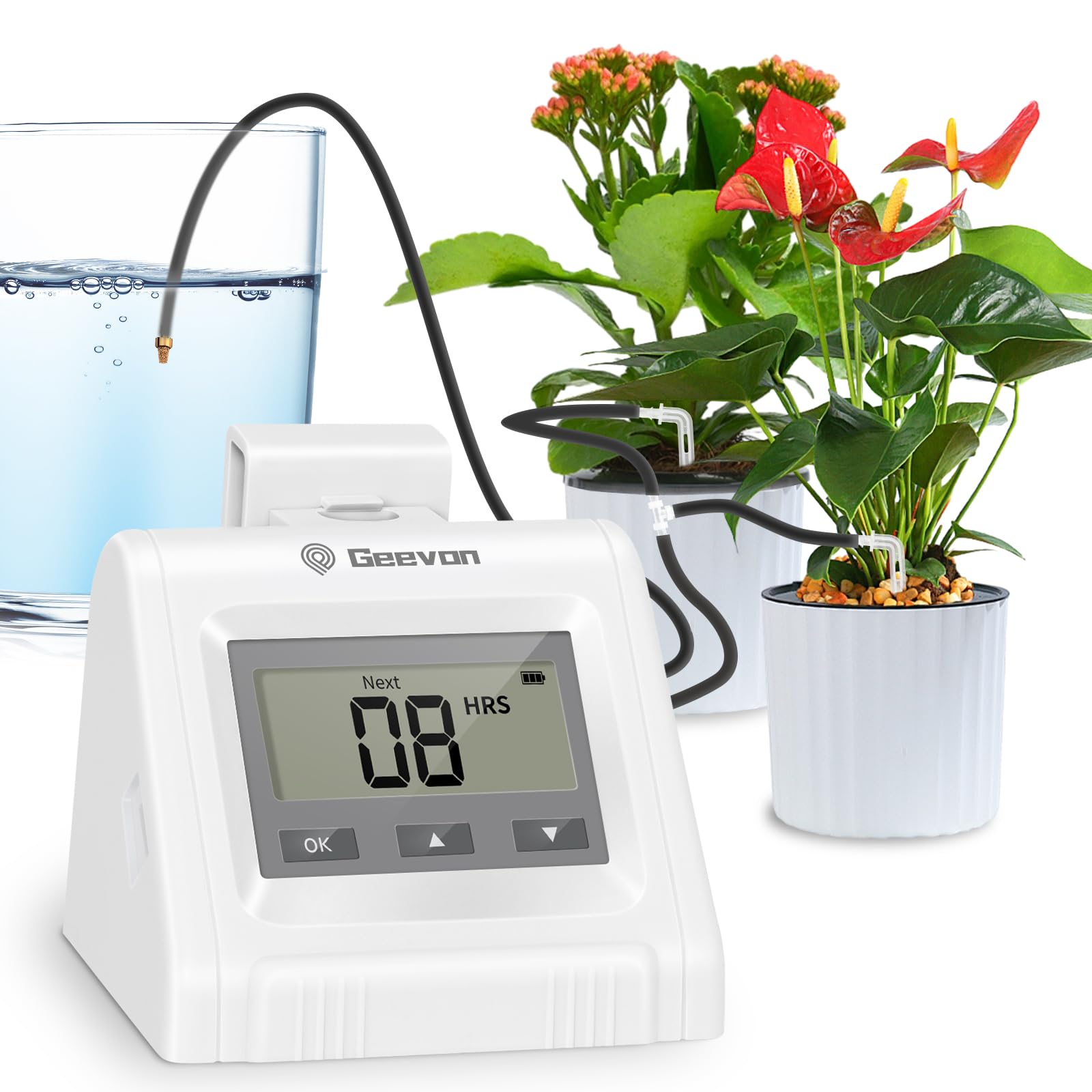 Geevon Automatic Watering System for Potted Plants, Automatic Plant Waterer Indoor with 30-Day Programmable Timer, Automatic Drip Irrigation Kits for Vacation Plant Self Watering(USB Included)