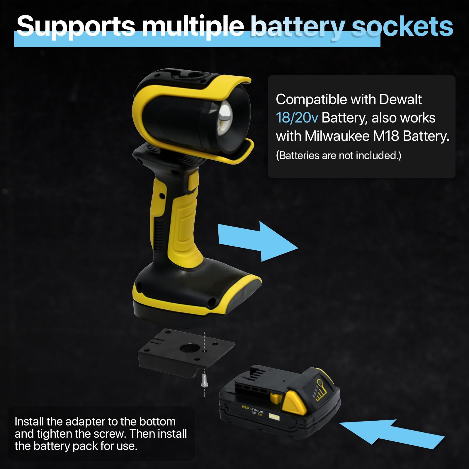 HYPERLITE 1pack LED High Bay Light Bundle 1pack LED Battery Work Light