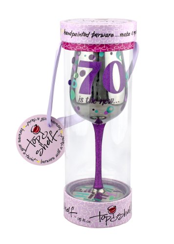 Top Shelf Decorative Metallic 70th Birthday Wine Glass, 1 Count (Pack of 1), Multicolor