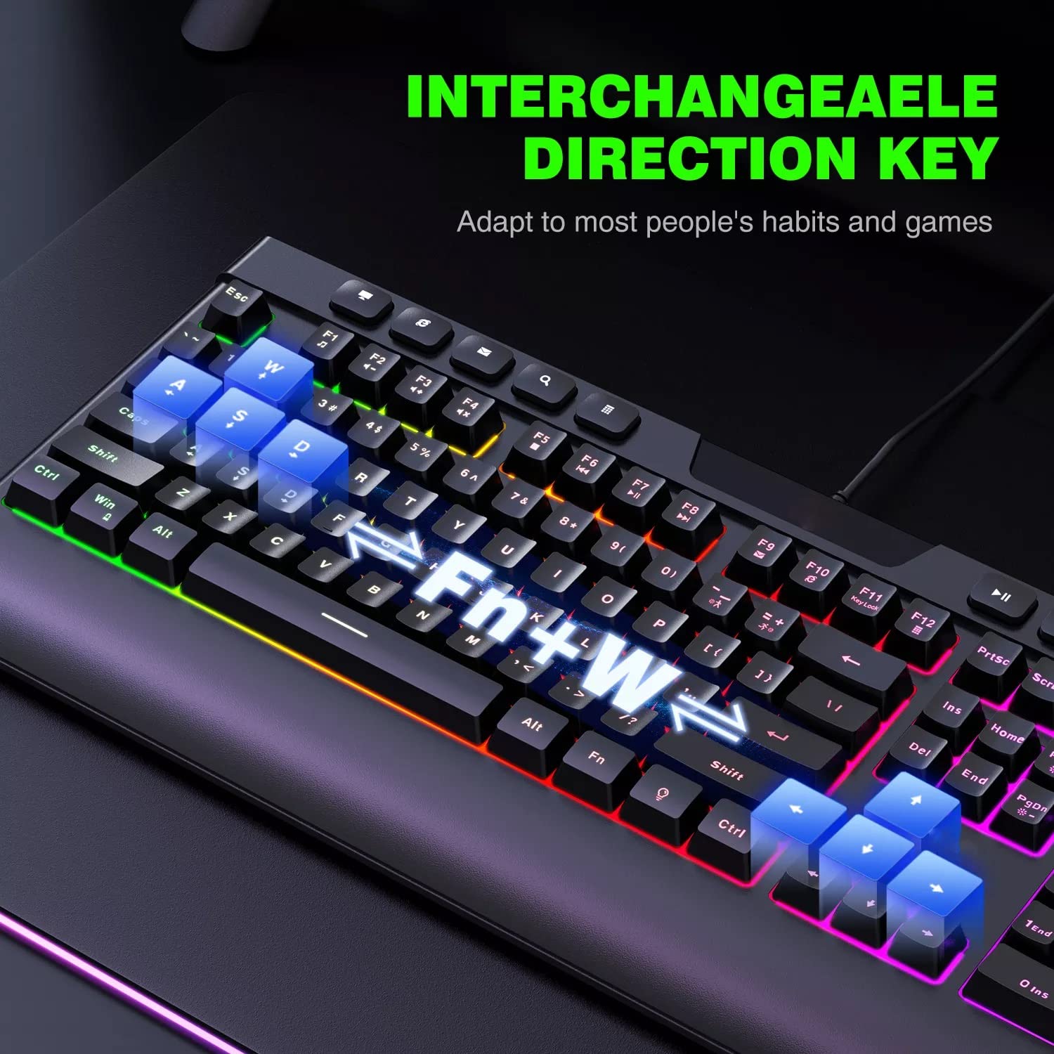 EXHNLE RGB Gaming Keyboard and Mouse Combo, 104 Keys Computer Keyboard and Gaming Mouse, with 104 Key Computer PC Gaming Keyboard for PC/Laptop