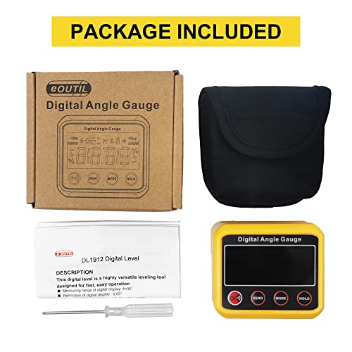eOUTIL Magnetic Digital Angle Finder Protractor Inclinometer - Cube Digital Level Angle Gauge with Magnetic Base and Backlight - Precision Level Box for Woodworking, Construction, Machinery, Masonry
