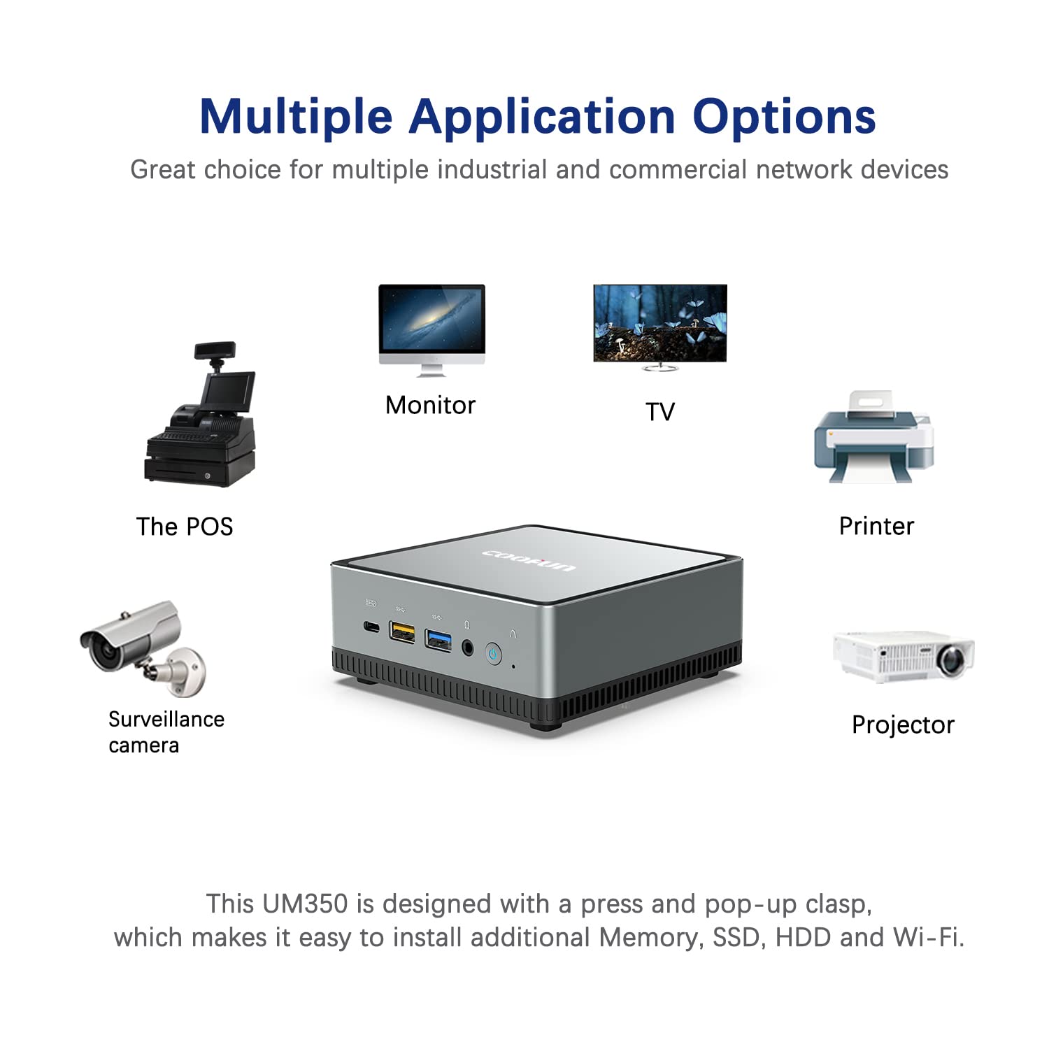 COOFUN UM350 Mini PC Windows 11 Pro 8 GB RAM 256 GB PCIe SSD AMD Ryzen 5 3550H Mini Desktop Computers, Radeon Vega 8 Graphics, Dual-Band Wi-Fi, 4K HDMI/DisplayPorts/USB-C Mini Gaming PC