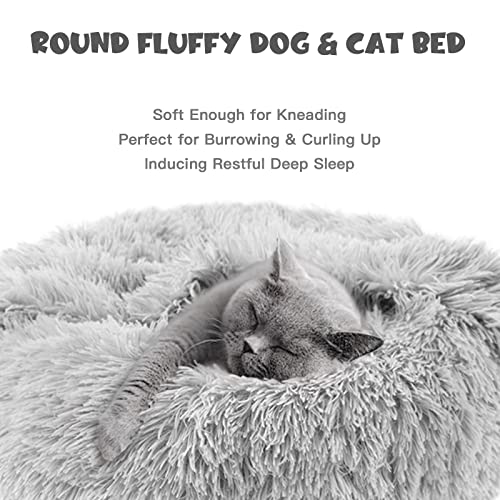 Himax Dog Beds for Small Dogs, Donut Dog Bed with Blanket Attached, Calming Dog Bed Washable Medium(20"/26"/35")