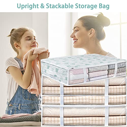 Lifeadhoc Storage Bags, 2 Pack Clothes Storage Bins, Foldable Under Bed Storage Containers, Closet Organizers, with Durable Handles Thick Fabric for Blanket Comforter Clothing Bedding 40L(Green)