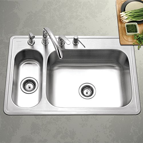 HOUZER LHD-3322-1 Legend 33-by-22-Inch 80/20 Drop-in Double Bowl Stainless Steel Sink