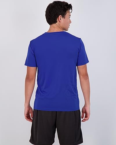 Real Essentials Mens Quick Dry Fit Dri-Fit Short Sleeve Active Wear Training Athletic Crew T-Shirt Gym Wicking Tee Workout Casual Sports Running Tennis Exercise Undershirt Top, Set 14, L, Pack of 5