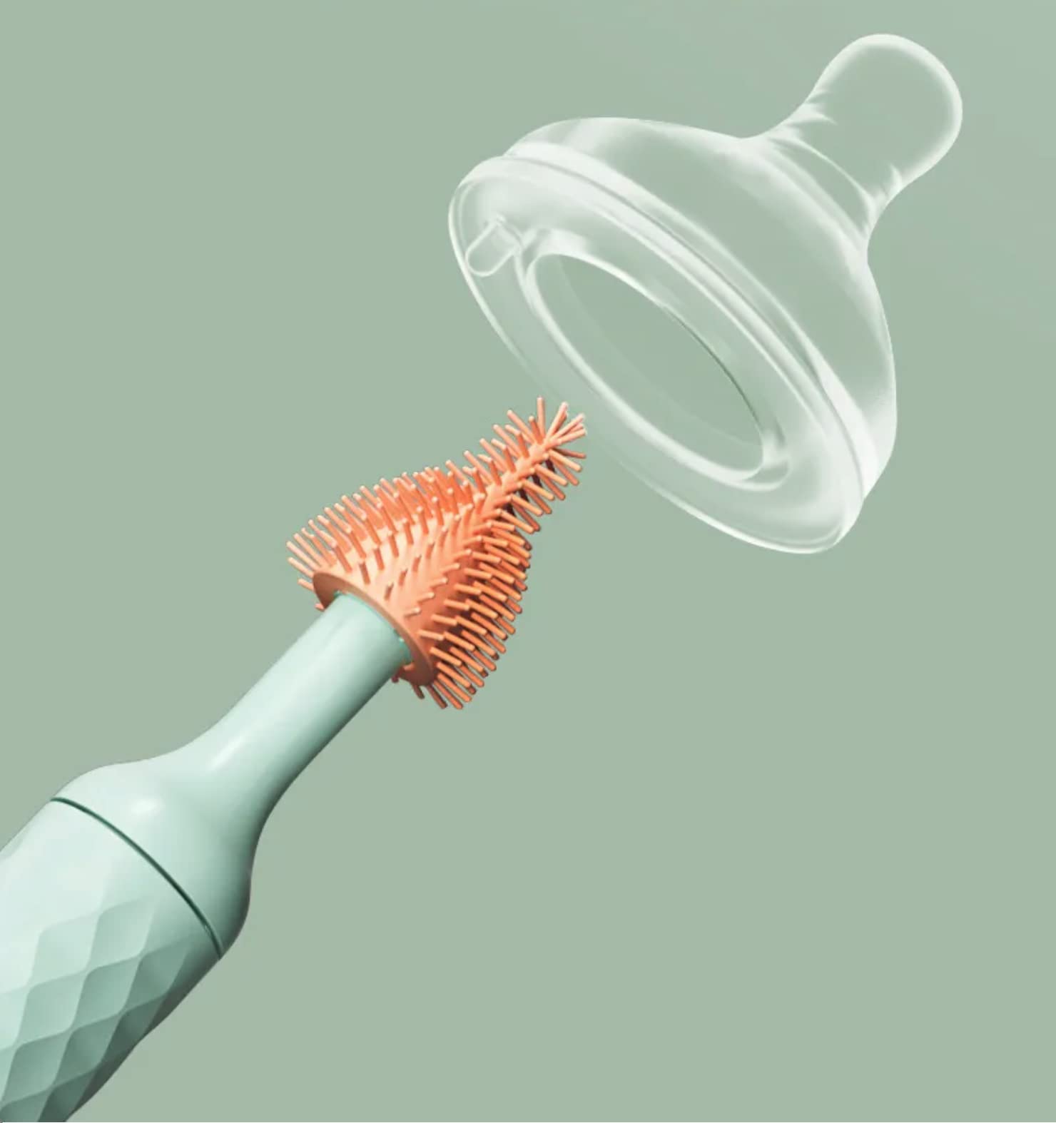 Electric Silicone Bottle Cleaning Brush (Blush)