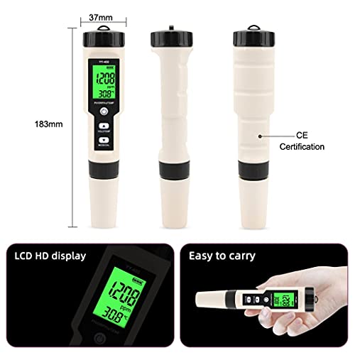 GHGHF 4 in 1 PH/H2/TEMP/ORP Meter Hydrogen Concentration Tester Digital Water Quality Tester PH Redox Monitor for Pool Aquarium