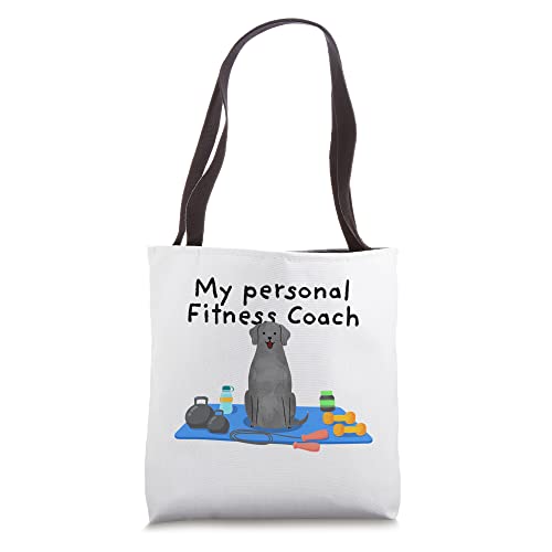 Cute black labrador as a personal fitness coach Tote Bag
