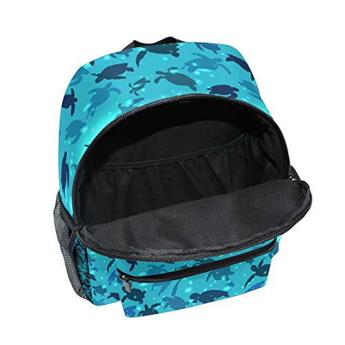 Glaphy Custom Kid's Name Backpack, Ocean Turtles Blue Toddler Backpack for Daycare Travel Personalized Name Preschool Bookbag for Boys Girls