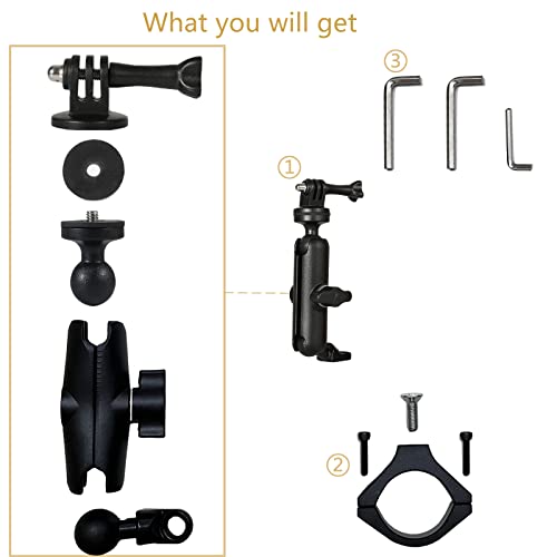 UTV/ATV RZR Action camera mount holder 360° Rotaion Camera Mount gopro accessories fit 1.75"-2" Roll Bar and Bars Compatible with All GoPro Models,Such as GoPro Hero 9,8,7,6,5,4,Session,GoPro Max etc