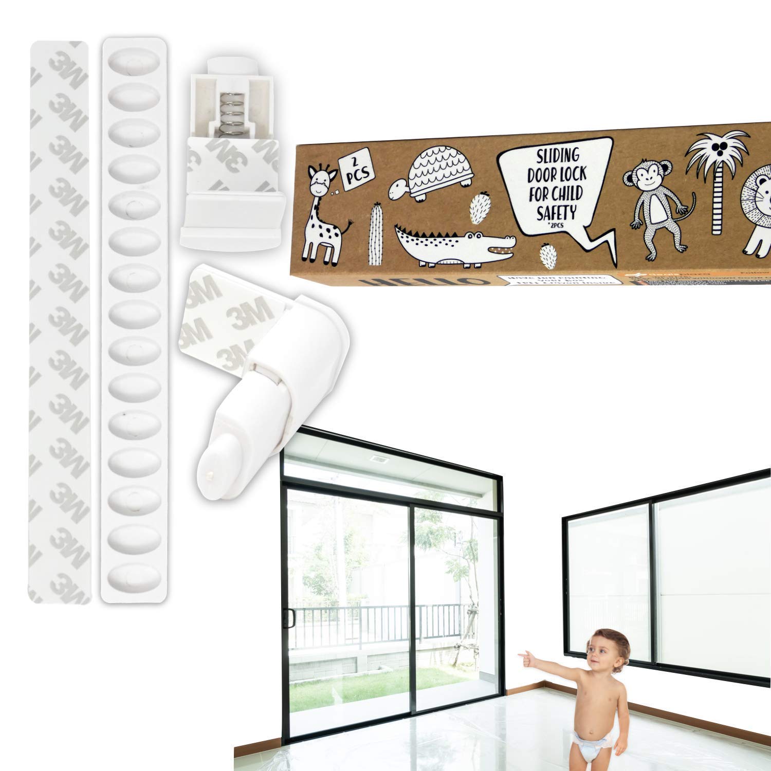 Child Proof Baby Sliding Door Lock for Home Safety Locking Latches for Windows Patio Doors.