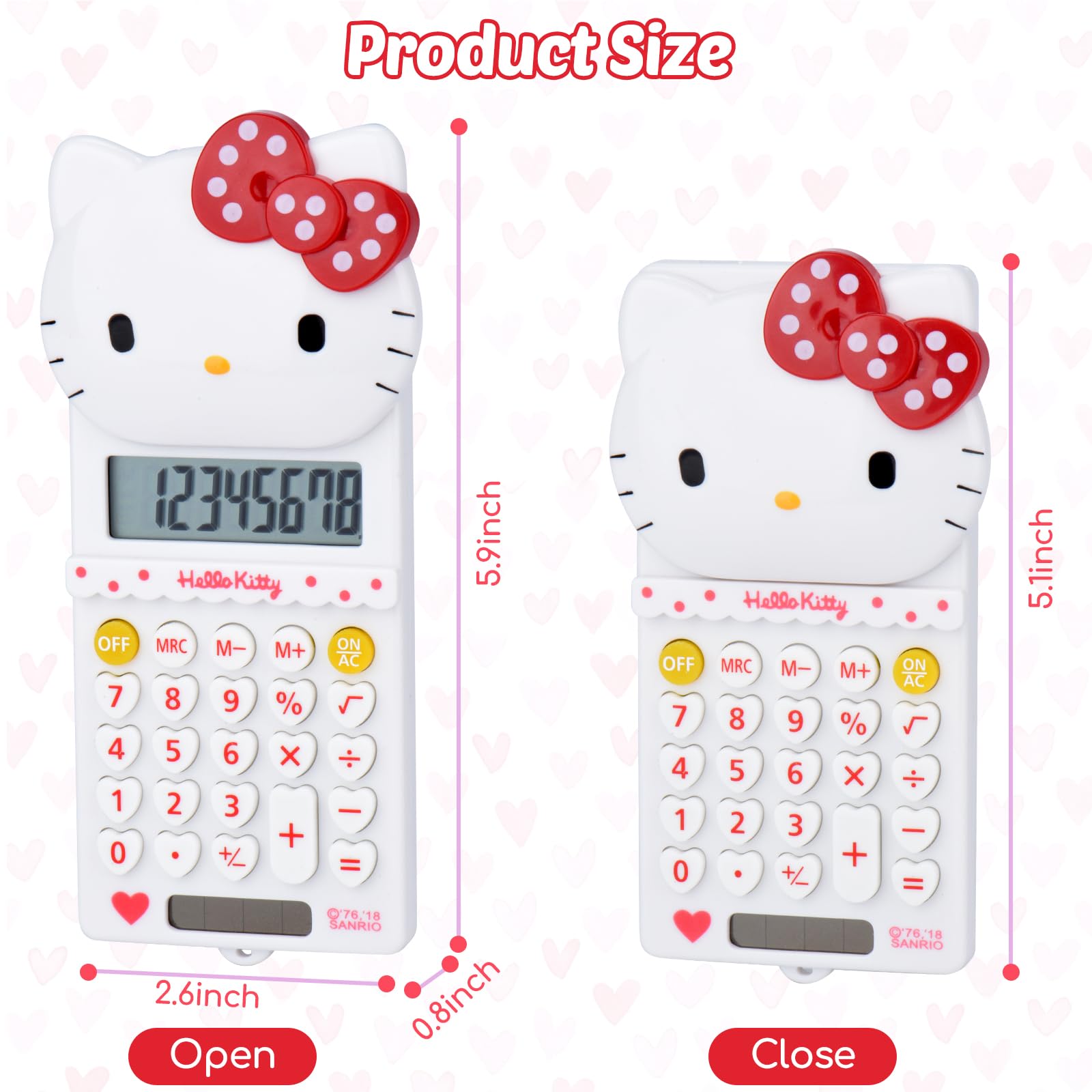 Cute calculator,5.9 * 2.6in,Powered by batteries(Included) 8 Digit with LCD Display,kids calculator,calculator for school,mini calculator,cartoon calculator,Handheld calculator,kawaii calculator