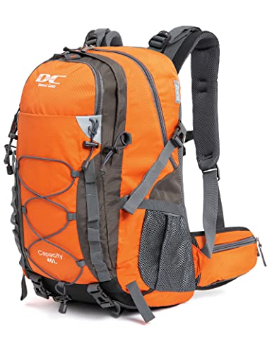 Diamond Candy Waterproof Hiking Backpack for Men and Women, Lightweight Day Pack for Travel Camping, Orange, 40L