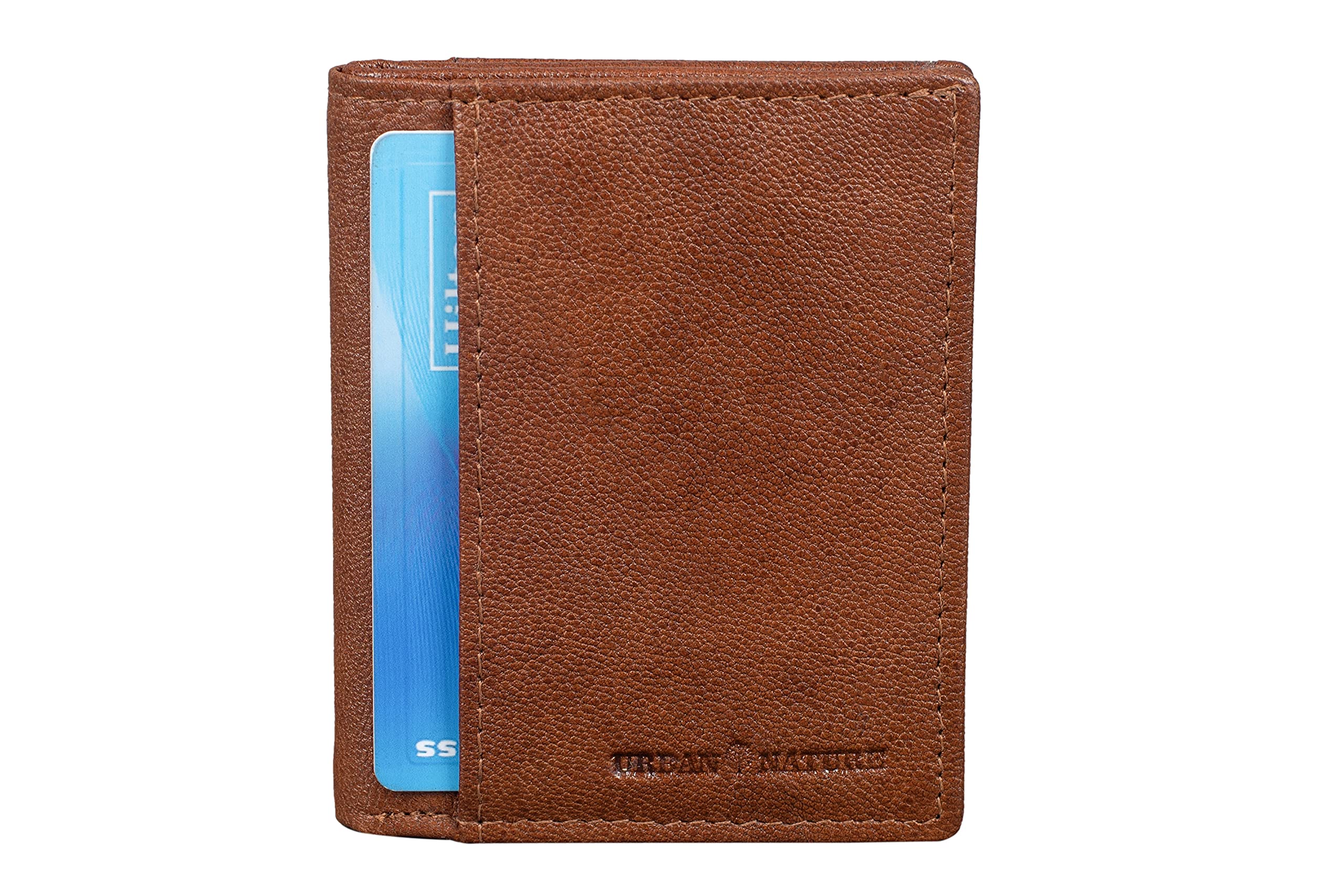 Urban Nature Tan Genuine Leather RFID Protected Slim Billfold Business Card holder Minimalist Wallet