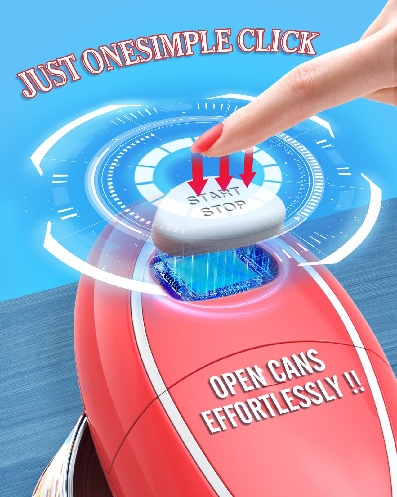 Electric Can Opener Easily Open All Can Sizes with Fast Speed & Smooth Edge, Food-Safe & Battery Operated Can Openers for Kitchen, Automatic Can Opener Hands Free for Weak Hands, Seniors, Arthritis