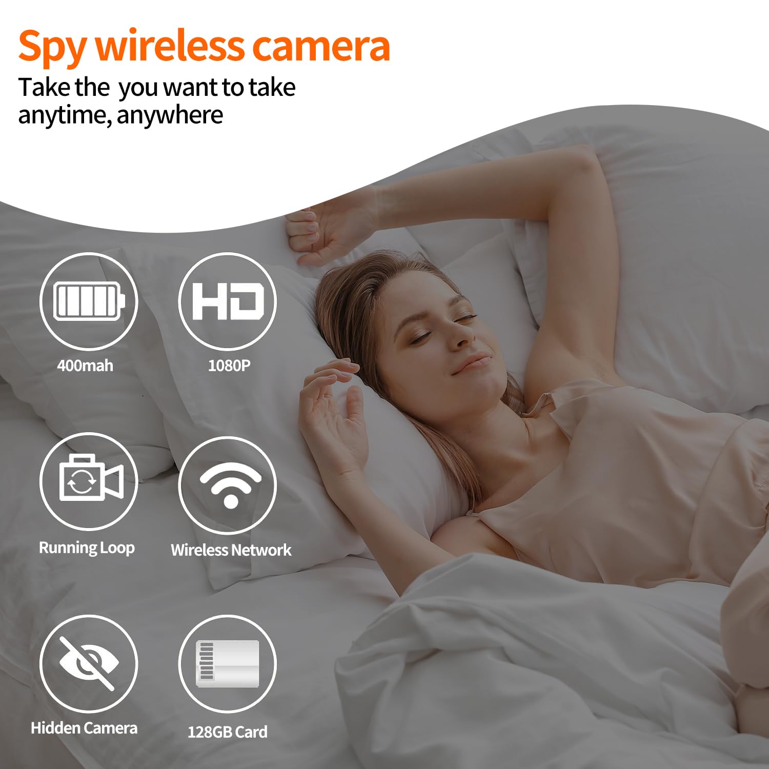 cuoum Spy Camera WiFi Hidden Camera, Mini Wireless Hidden Camera with Video,1080P FHD Surveillance Camera with Night Vision and AI Motion Detection with App for Cellphone for Home, Office, Outdoor