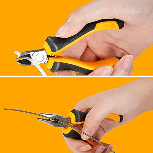 INGCO 6pcs Mini Plier Set, Including 4.5 Inch Combination Pliers, Diagonal Cutting pliers, Needle Nose Pliers, Long Nose Pliers, Flat Nose Pliers, End Cutting Pliers HMPS06115