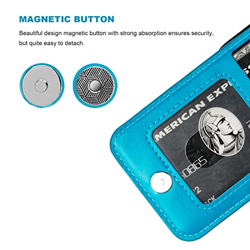 Vaburs Wallet Case for iPhone 13, Kickstand Case with Credit Card Holder, Embossed Mandala Floral PatternĀ Premium PU Leather Magnetic Closure Shockproof Protective Flip Cover 6.1" (Blue)