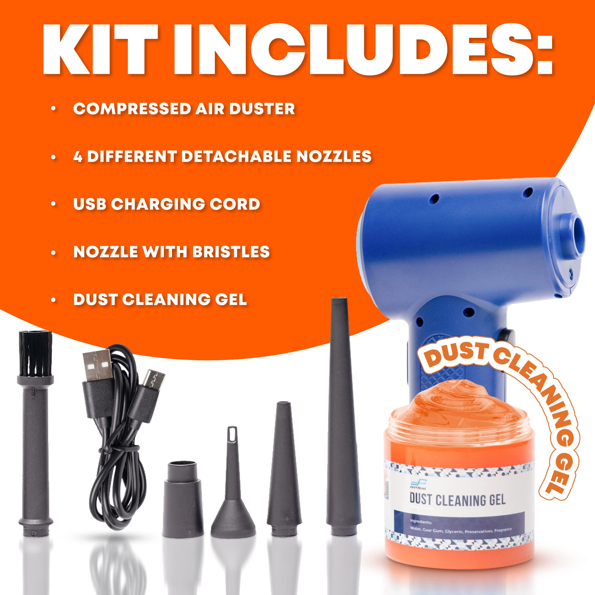Electric Compressed Air Dusters - Portable Rechargeable Electric Air Duster For Computer Duster - Electronics Cleaning Air Blower - Electric Duster Air Can Dust Blower Electronic Duster Compressed Air