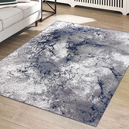 LUXE WEAVERS Cambridge Collection Abstract Area Rug 1685 Blue 5x7
