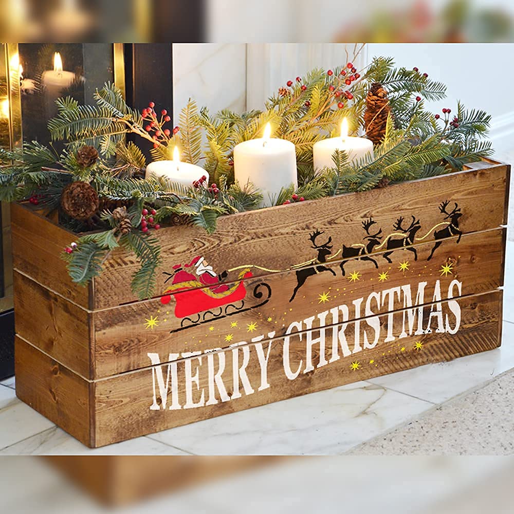 Christmas Stencils for Painting on Wood – Large Christmas Stencil Set includes Gnome & Snowflakes - DIY Holiday Stencils Reusable for Crafts, Signs, Canvas, Windows, Cookies & Templates