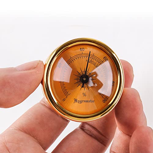 Gold Round Glass Analog Hygrometer For Humidors Gold For Guitar Violin Cabinet File Box 44x44x22mm