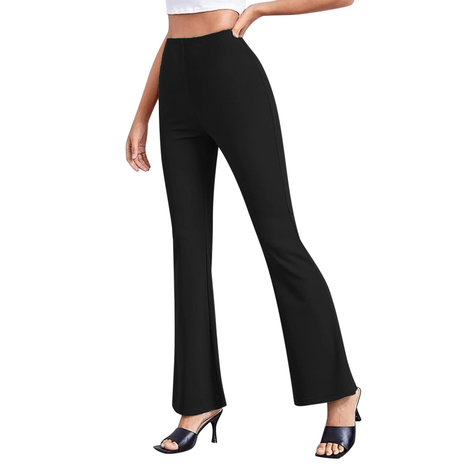 DUOWEI Plus Size Yoga Pants Women's Causual Elastic Trousers Pant Summer Solid Elastic High Waist Womens Plus Size Tall Pants Black