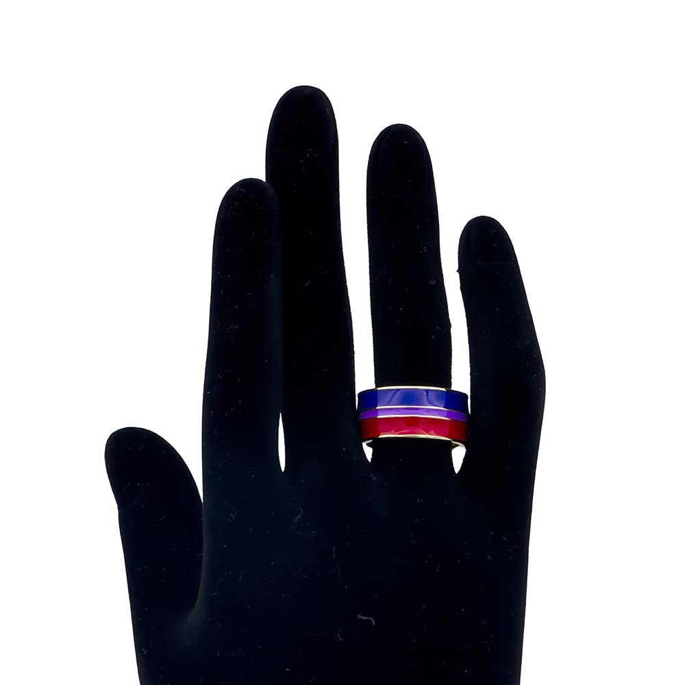Chunky Gold Pride Ring LGBTQ Rainbow Band Statement Jewelry LGBT Open Ring (Bisexual)