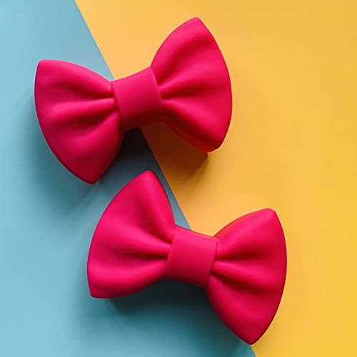 CIXVOEMK Bow Tie Silicone Heat Insulator Clip, Mini Oven Mitt, Finger Guard Pot Holder, Kitchen Cooking Gloves,Silicone Pinch Holder (Red)