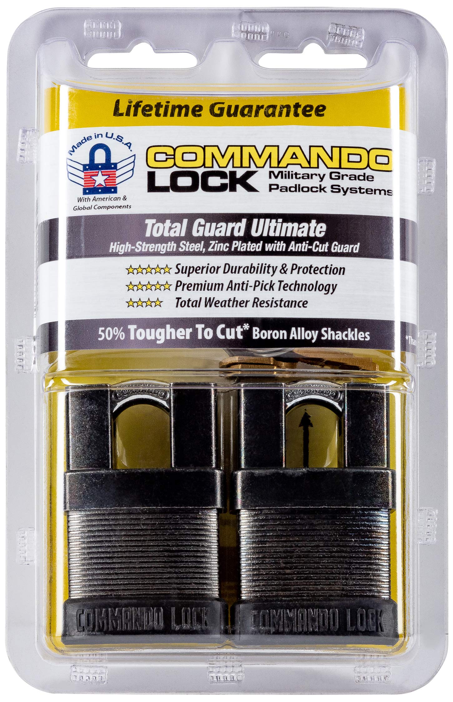 Commando Lock Total Guard High Security Padlock 4 Pack 4 Sided Durable Tactical Lock Interchangeable Design Bolt Cutter Proof Military Grade Steel Alloy Lock for Storage Sheds Lockers Toolboxes