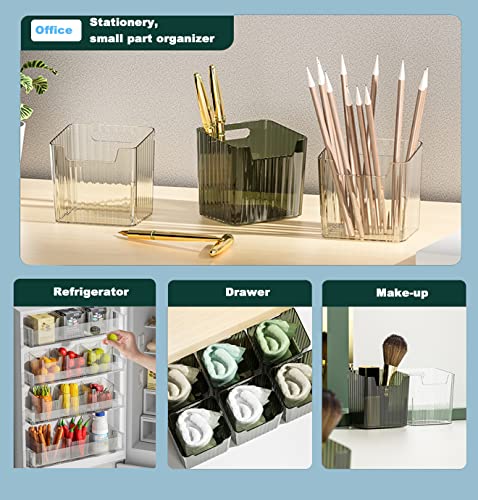Refrigerator Door Organizer Bins - Hyjjlele 6 Pack Clear Plastic Food Storage Containers for Fridge, Kitchen Cabinet, BPA-Free Pantry Organization and Storage