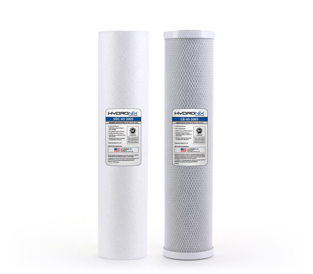Hydronix 20" 2-Stage Filter Replacement Kit - Includes 5 Micron Carbon Block & Sediment Filters