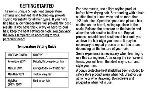 CONAIR INFINITIPRO Tourmaline 1-Inch Ceramic Curling Iron, 1-inch barrel produces classic curls β for use on short, medium, and long hair