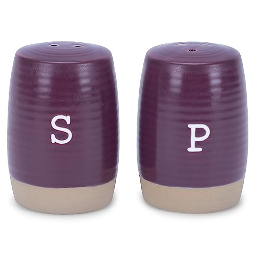 Nat & Jules Raw Bottom Deep Wine Red 3 x 2 Ceramic Salt and Pepper Shaker 2 Piece Set