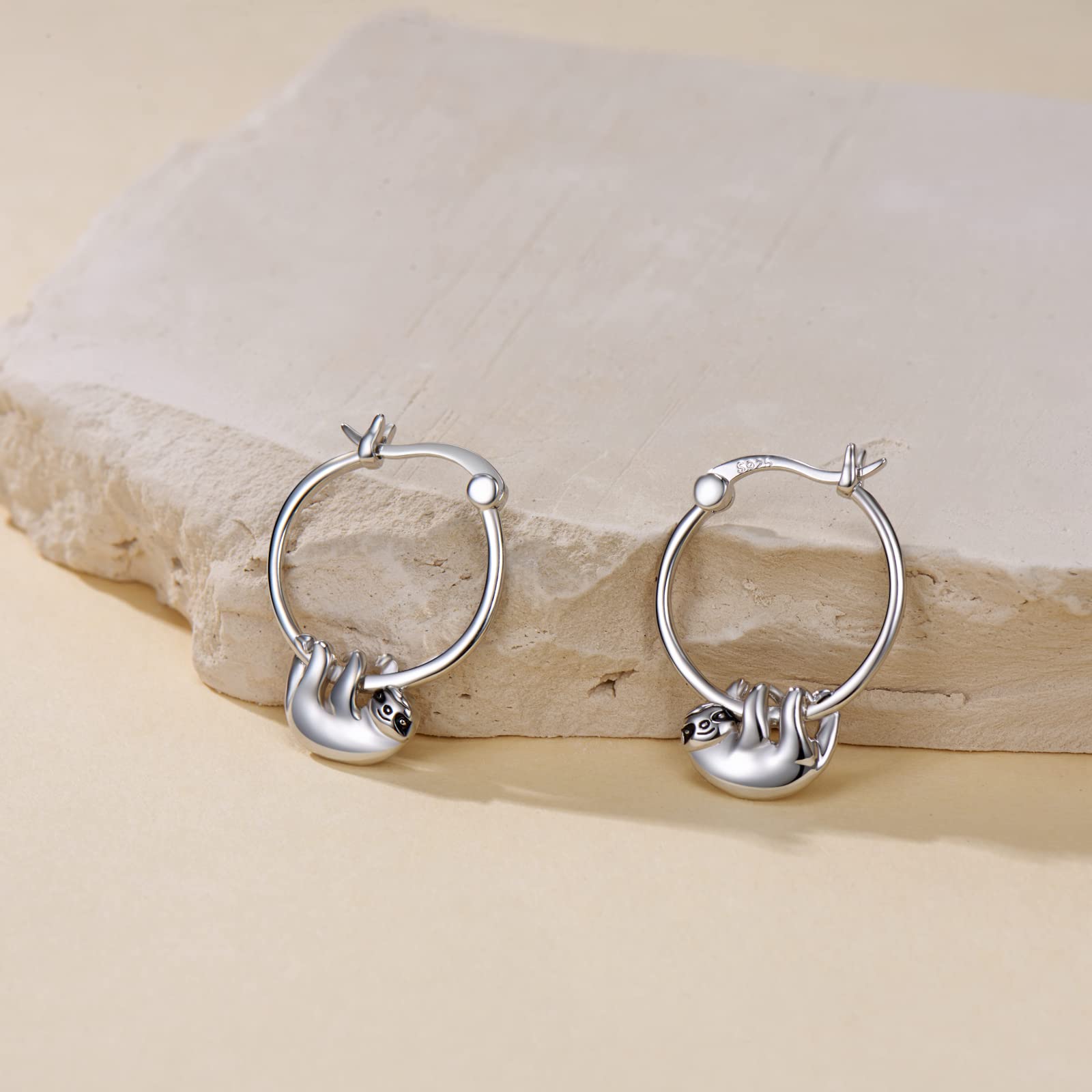 Cute Sloth Hoop Earrings 925 Sterling Silver Small Animal Sloth Earrings Sloth Jewelry Gifts for Women