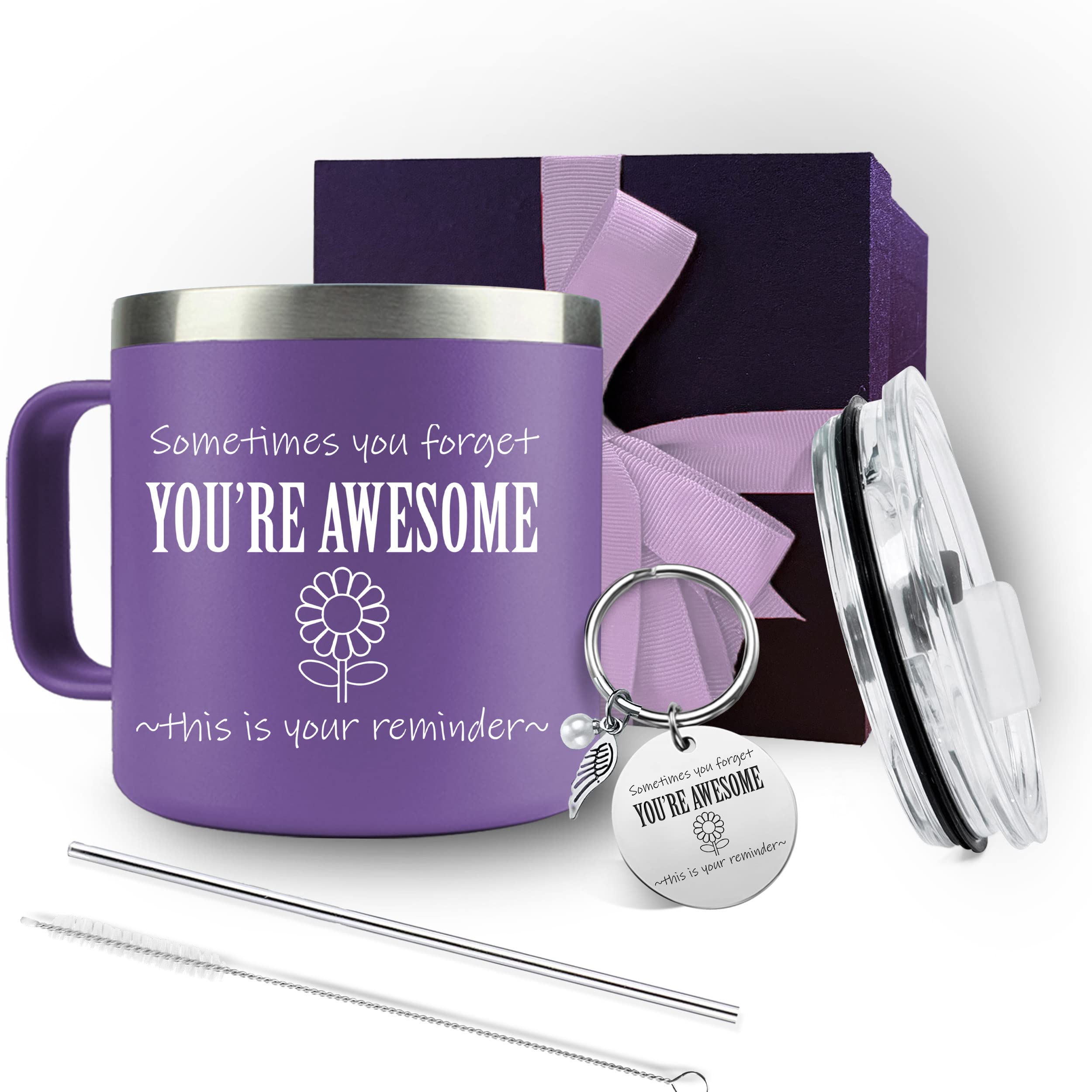 CHICKOR Best friend birthday gifts for women - Purple gifts Mug/Tumbler 14 oz Sometimes You Forget You're Awesome - Funny Idea,Thank You, Teacher, Mom, Her, Female, Coworker, Who Have Everything