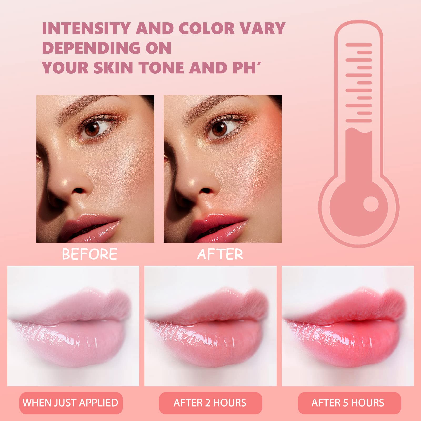 Color Changing Blush for Cheek & Lips, Magic Blush Rouge Color Changing Cream Blush, Multi Use Moisturizing Glitter Transparent Color Change Lip Gloss Liquid Blusher Face Lip Makeup (02# Glitter Blush)