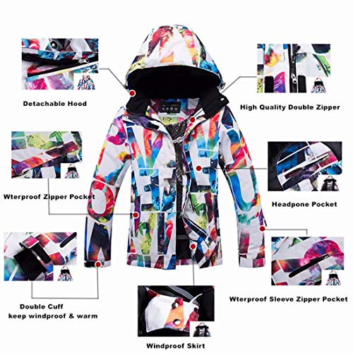 decathee Women's Waterproof Ski Snowboard Jacket Pants Windproof Winter Warm Snow Mountain Rain Coat
