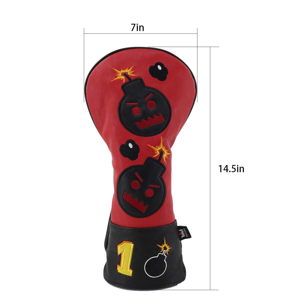 Craftsman Golf Funny Black Bomb Boom Embroidery Red Magnetic Blade Putter Headcover for Scorry Cameron