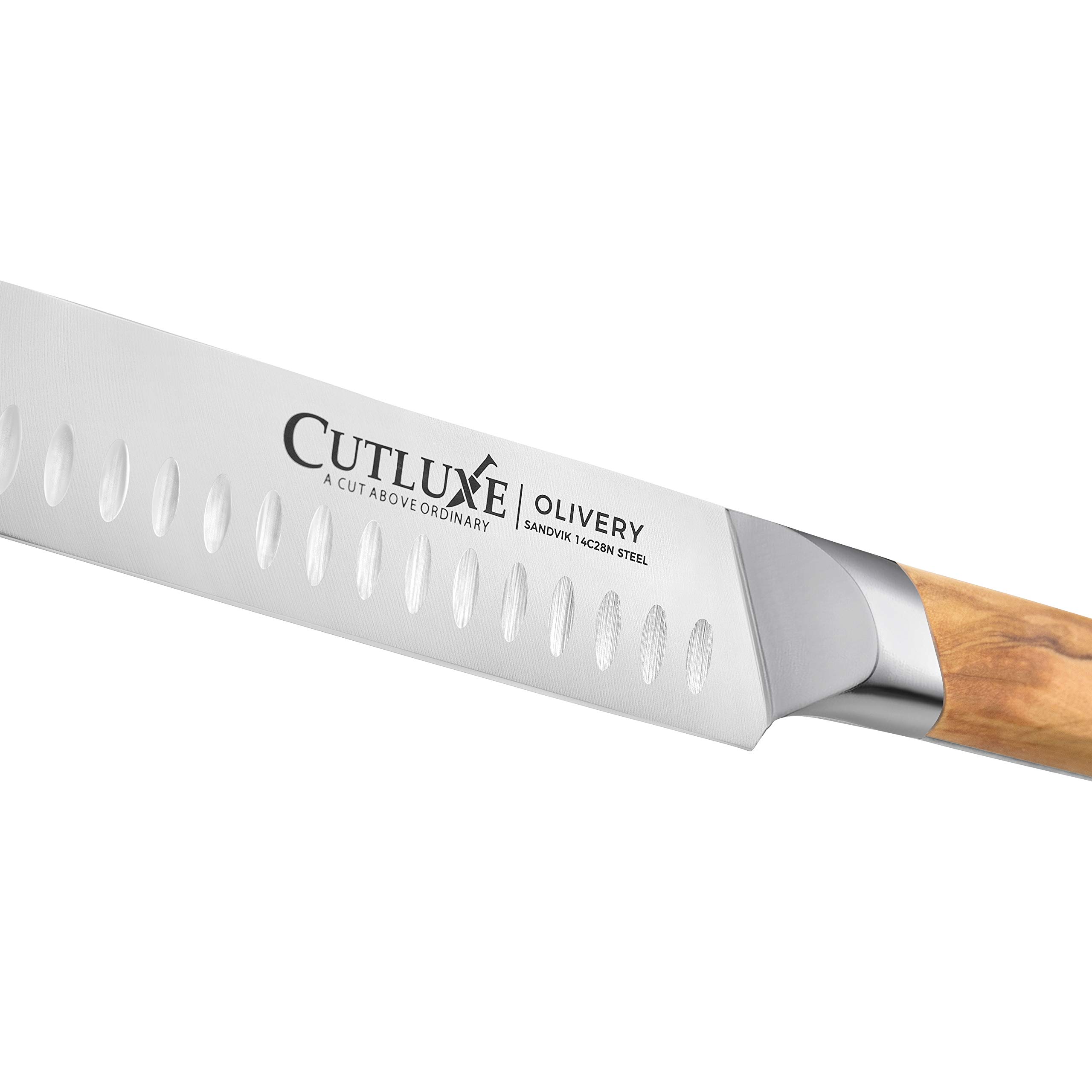 CUTLUXE Slicing Carving Knife – 12" Brisket Knife, Razor Sharp Meat and BBQ Knife – Swedish Sandvik 14C28N Steel Blade – Full Tang & Ergonomic Handle Design – Olivery Series
